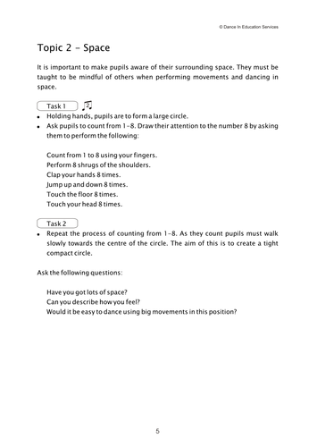 Dance In Steps - Topic 2 - Space | Teaching Resources