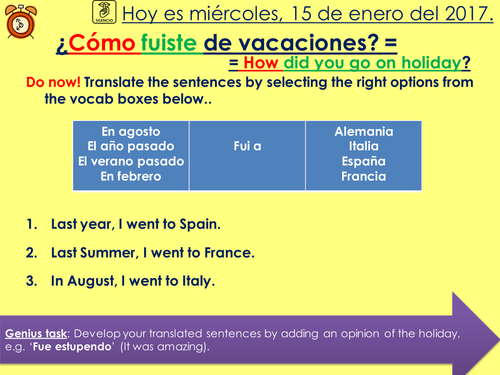 KS3/4 Spanish - Preterite past tense - ¿Cómo fuiste? / How did you go ...
