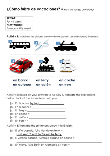 KS3/4 Spanish - Preterite past tense - ¿Cómo fuiste? / How did you go ...