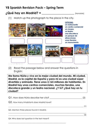 KS3/4 Spanish - Holidays & Preterite past tense (Question words ...
