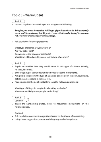 Dance In Steps - Topic 3 - Warm Up (A) | Teaching Resources