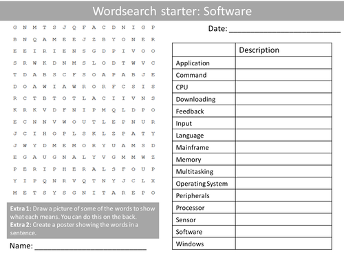 ICT Computing Software KS3 GCSE Wordsearch Crossword Anagrams Alphabet ...