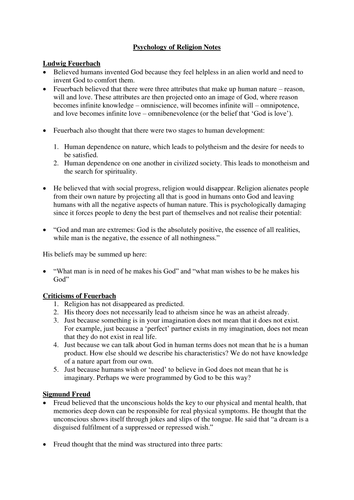 Revision Notes on Psychology of Religion (A Level Religious Studies ...