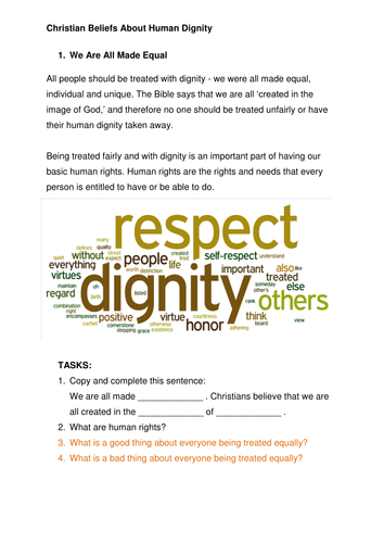 Issues of Human Rights: Whole Lesson on Human Dignity | Teaching Resources
