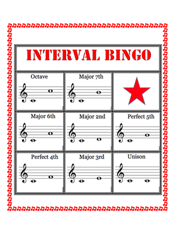 Interval Bingo Card Games for GCSE and Post 16 Music lessons including ...