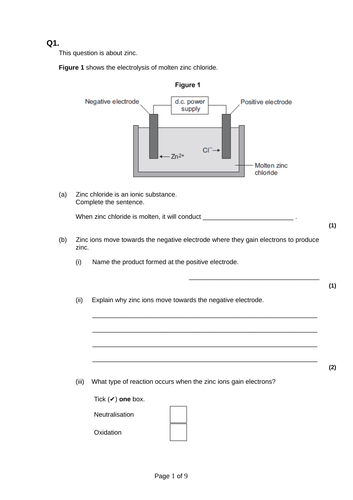 KS4 AQA GCSE Chemistry (Science) Electrolysis Lesson | Teaching Resources KS4 AQA GCSE Chemistry (Science) Electrolysis Lesson | Teaching Resources