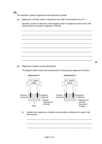 KS4 AQA GCSE Chemistry (Science) Electrolysis Lesson | Teaching Resources KS4 AQA GCSE Chemistry (Science) Electrolysis Lesson | Teaching Resources