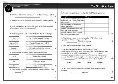 OCR 9-1 GCSE Computing - Computer Systems Architecture | Teaching Resources