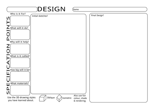 KS3 Design Ideas Worksheet | Teaching Resources