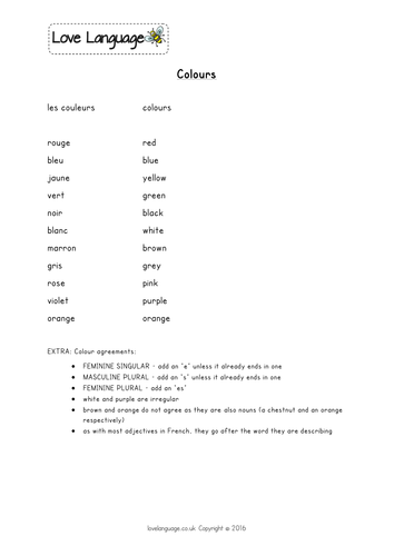 French colours vocabulary cards | Teaching Resources