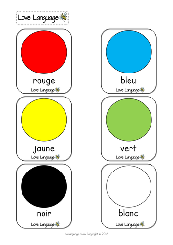 French colours vocabulary cards | Teaching Resources