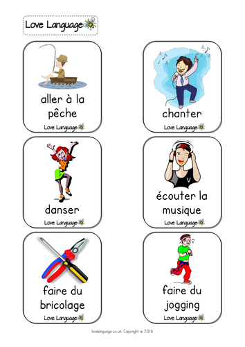 French sports and free time vocabulary cards | Teaching Resources