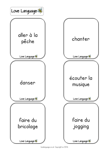 French sports and free time vocabulary cards | Teaching Resources