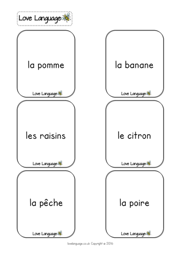 French fruit and veg vocabulary cards | Teaching Resources