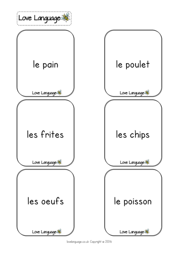 French food vocabulary cards | Teaching Resources