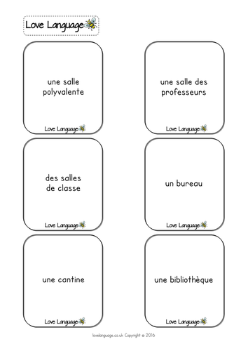 French places in a school vocabulary cards | Teaching Resources
