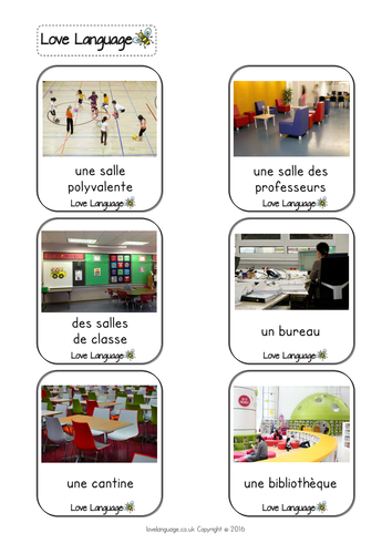 French places in a school vocabulary cards | Teaching Resources