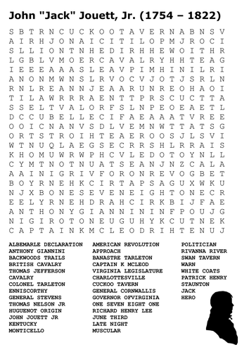 Jack Jouett Word Search | Teaching Resources