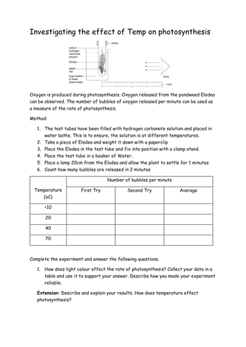 Photosynthesis limiting factors | Teaching Resources