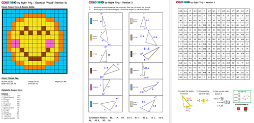 Colouring by Trig Ratios, Proud Emoji (Solo Mosaic) | Teaching Resources