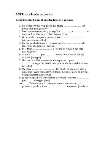 The pluperfect Tense / Le plus que parfait in French - a complete guide ...