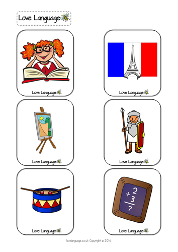 Spanish school subjects vocabulary cards | Teaching Resources