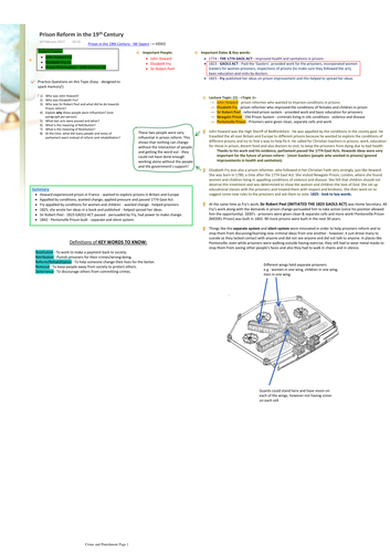 Edexcel GCSE History - Unit 1B - Crime and Punishment - Prison Reform ...