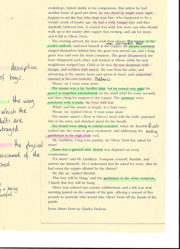 Point Evidence Explanation lesson using an extract from Oliver Twist ...