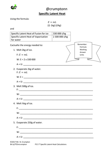 GCSE Physics - Specific Latent Heat lesson plan, presentation and ...