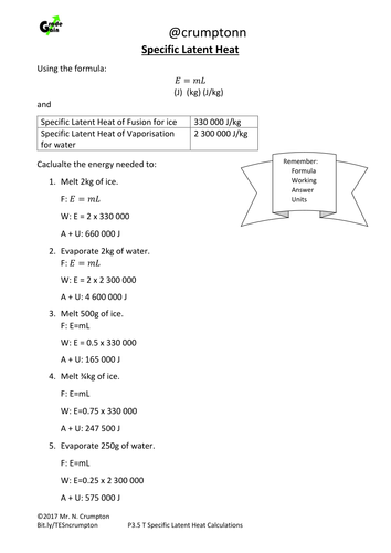 GCSE Physics - Specific Latent Heat lesson plan, presentation and ...
