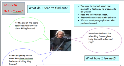 Macbeth (DIFFERENTIATED WORKBOOK) Act 2 Scenes 1 and 2. | Teaching ...
