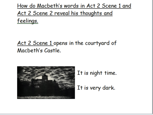 Macbeth (DIFFERENTIATED WORKBOOK) Act 2 Scenes 1 and 2. | Teaching Resources