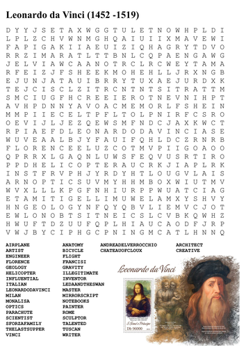 Top 10 Artists and Painters of all time Word Search Pack | Teaching ...