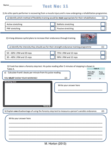 BTEC Sport test paper | Teaching Resources