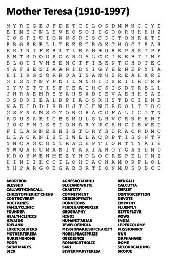 The Top 10 Most famous People of all time Word Search Pack | Teaching ...