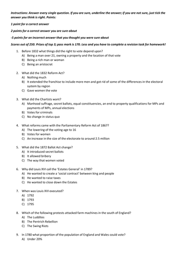 Britain Democracy Protest and Reform 1785-1870 | Teaching Resources