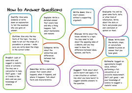 How to answer questions help sheet - science command words | Teaching ...