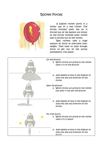 Rockets and forces worksheet | Teaching Resources