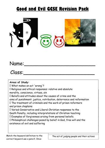 Good and Evil Work-Booklet for New Spec EDUQAS GCSE | Teaching Resources