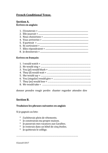 The Conditional Tense in French - A Complete Guide. | Teaching Resources