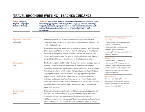 Travel Brochure Writing! | Teaching Resources