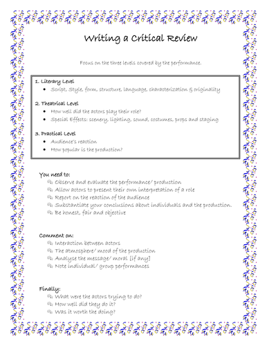 How to write a Critical Review for Drama | Teaching Resources