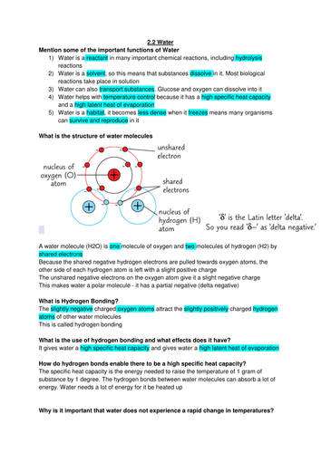 OCR A Level Biology 2.2 Revision | Teaching Resources