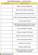 GCSE - AQA Geography - Command Words | Teaching Resources