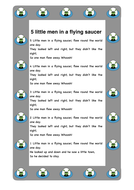 5 little men in a flying saucer storymat; EYFS, communication and ...