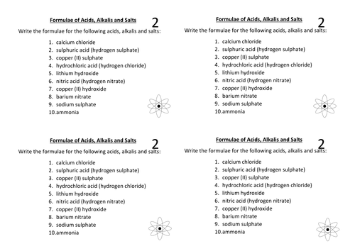 AQA GCSE Chemistry Trilogy 5.1/5.4 Ionic Formulae, Salts, Acids and ...