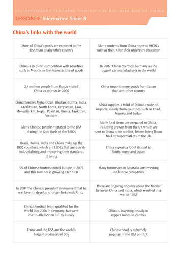 China - KS3 Scheme of Learning | Teaching Resources