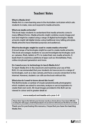 Media Arts: Years 3 - 4 (Australian E-book) | Teaching Resources