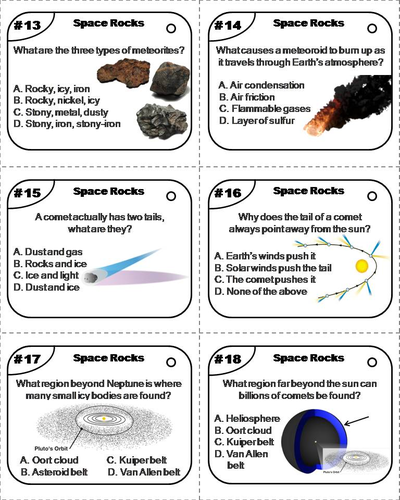Comets, Meteors, Meteoroids, Meteorites, & Asteroids Task Cards ... Comets, Meteors, Meteoroids, Meteorites, & Asteroids Task Cards ...