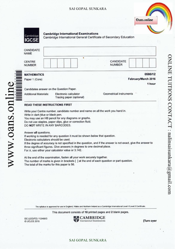 CAMBRIDGE IGCSE MATH FULLY SOLVED PAST PAPERS -PAPER 1,2,3 &4- FEB ...